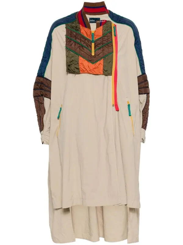 Kolor Contrasting-panel Asymmetric Overcoat