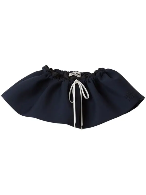 Miu Miu Logo-appliqué Wool Miniskirt - Blue