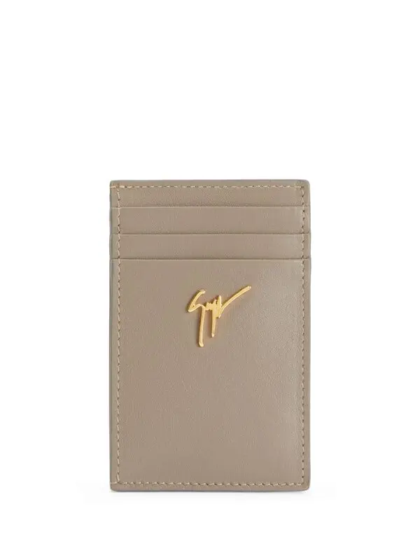 GIUSEPPE ZANOTTI Albert Logo-plaque Leather Cardholder - Neutrals