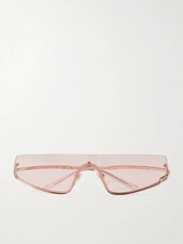 Gucci Rimless Rectangle-frame Rose -tone Sunglasses - Gold | Editorialist