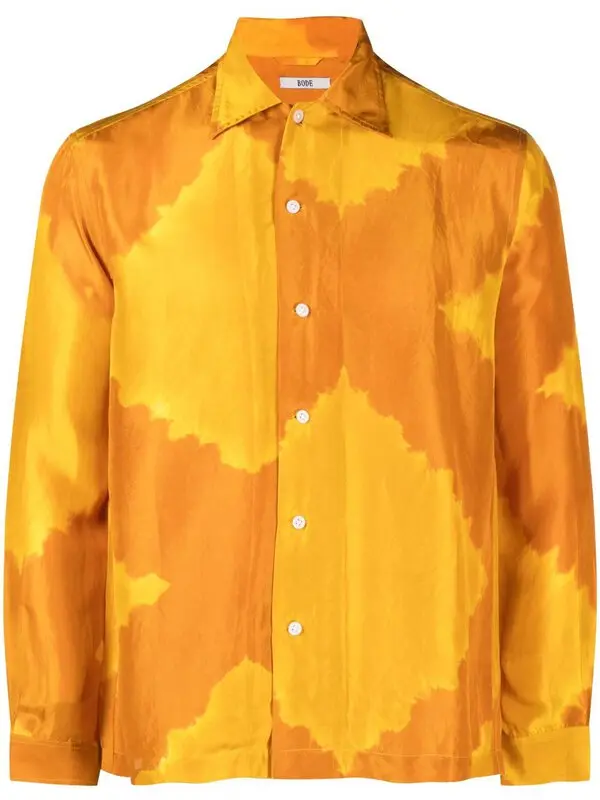 Bode Lehariya Tie-Dye Silk Shirt - Orange | Editorialist