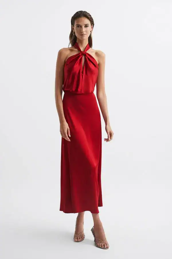 Reiss Lornie Halter Maxi Dress In Red - 60% Off | Editorialist