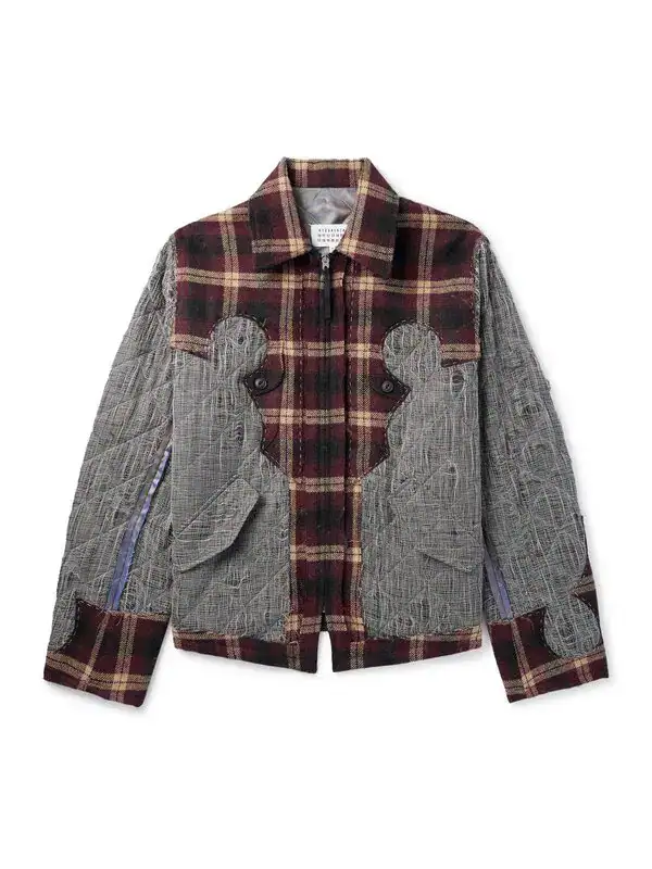 Maison Margiela Pendleton Embroidered Patchwork Checked Wool And
