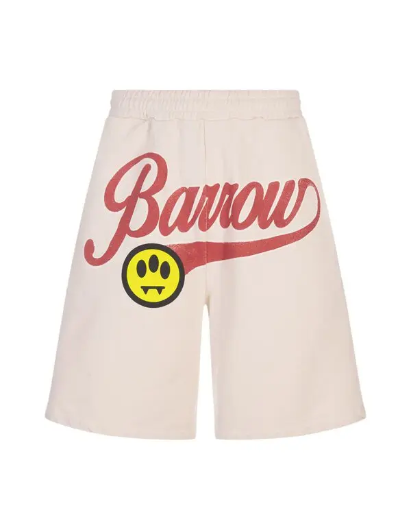 Buy BARROW Taupe Bermuda Shorts With Lettering Prints - Brown At 33% ...