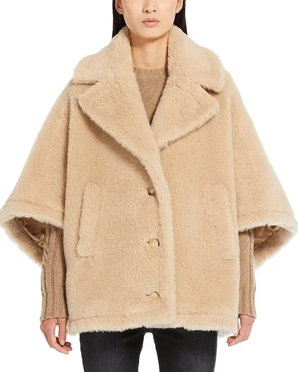 Max Mara Aleggio Teddy Cape Jacket In Sand - 30% Off | Editorialist