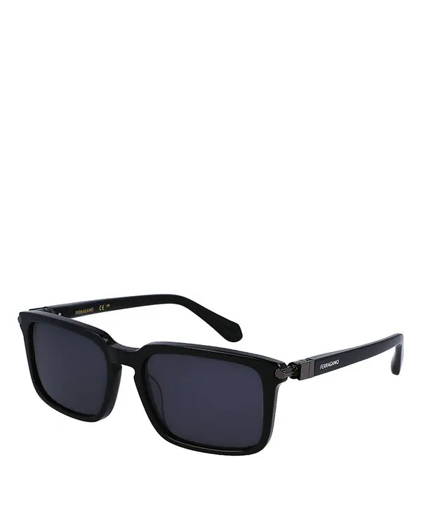 FERRAGAMO Prisma 56mm Rectangular Sunglasses - Black/blue Solid