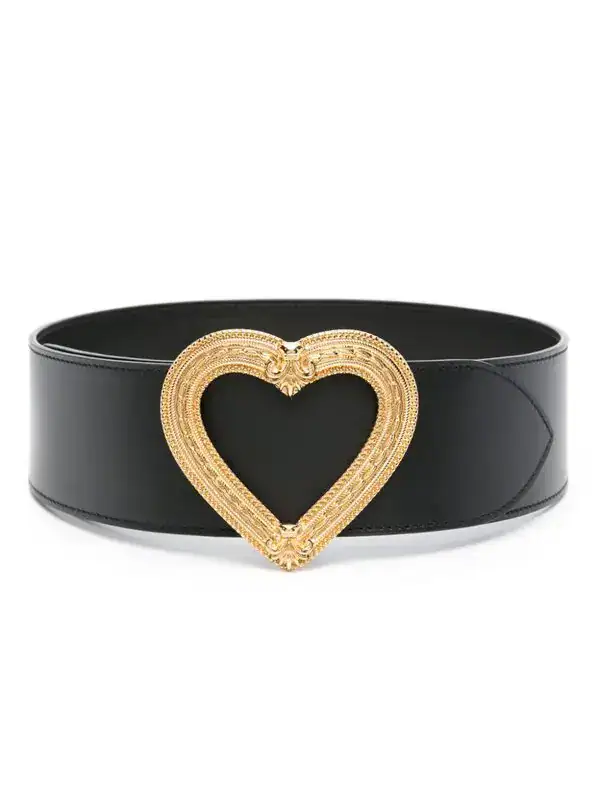 Moschino Heart-Buckle Leather Belt In Black - 50% Off  display picture 1