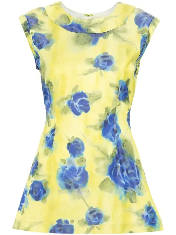 Marni Floral-print Taffeta Top