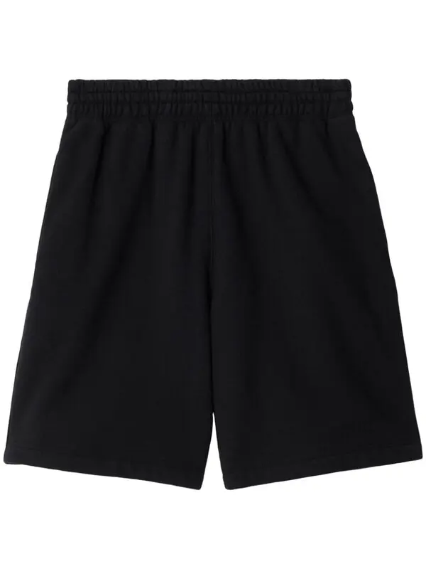 Burberry Equestrian Knight-motif Cotton Shorts - Black