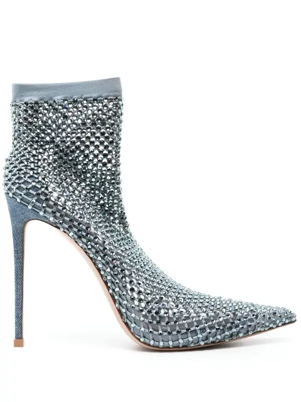 LE SILLA Gilda 115mm Crystal-embellished Boots - Blue