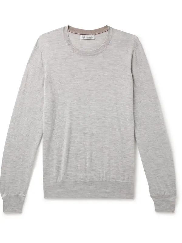 Brunello Cucinelli Cashmere And Silk-blend Sweater - Gray
