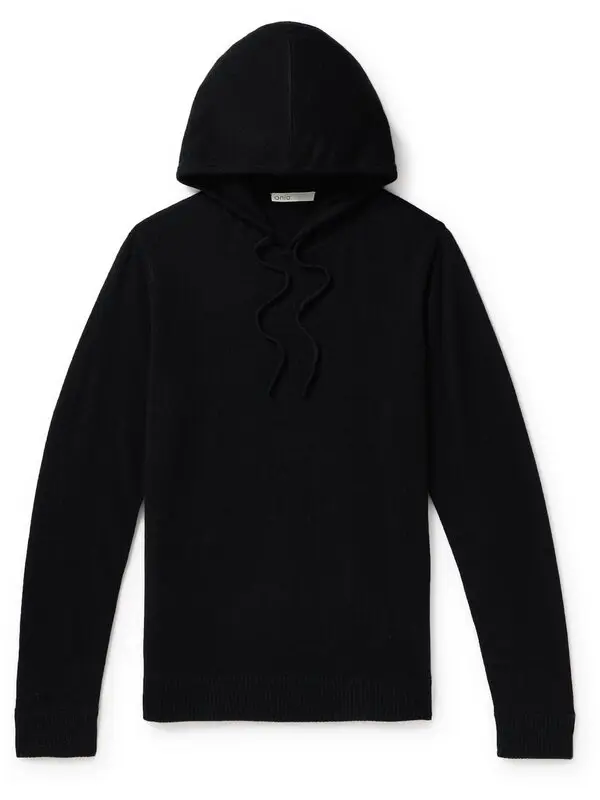 Onia Cashmere Relaxed Fit Hoodie Black Editorialist