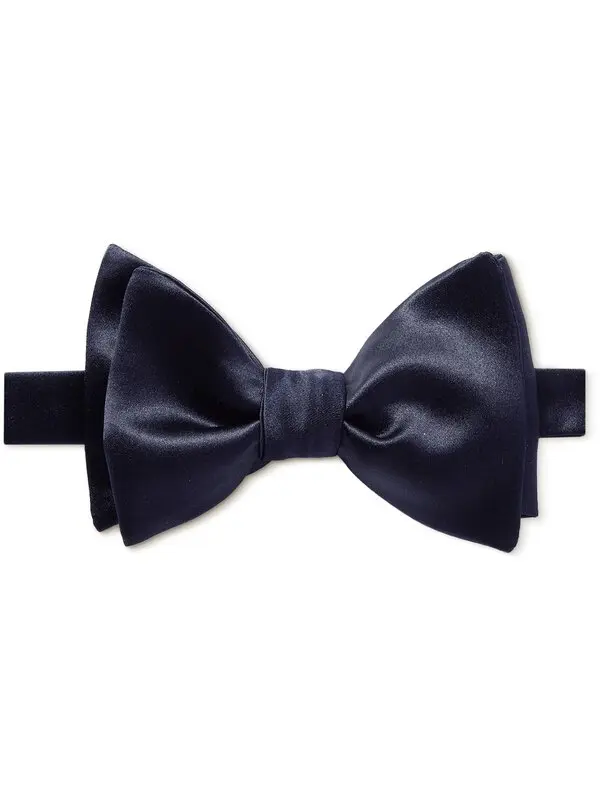 Brunello Cucinelli Self-tie Cotton And Silk-blend Satin Bow Tie - Blue