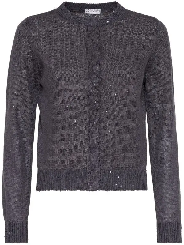 Brunello Cucinelli Sequin-embellished Linen-silk Cardigan