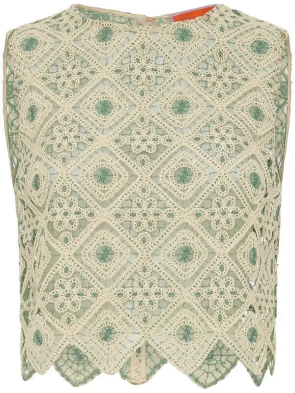 La DoubleJ Aria Macramé Cropped Blouse