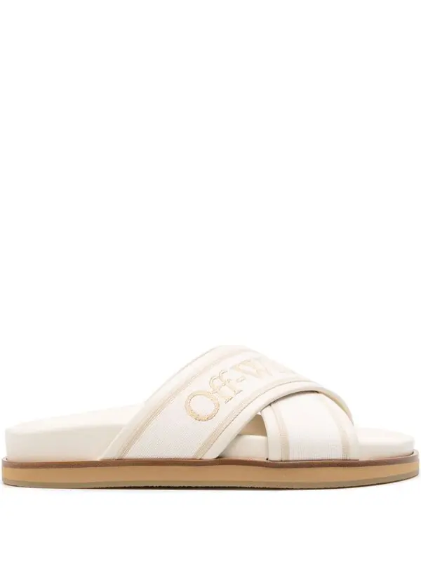 Off-White Logo-embroidered Slides