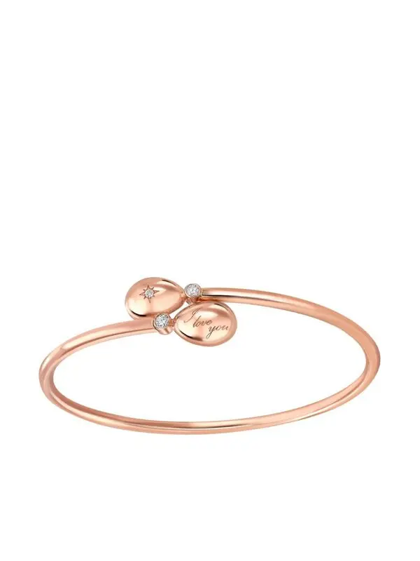 Faberge 18kt Rose Diamond And Ruby Bangle - Gold