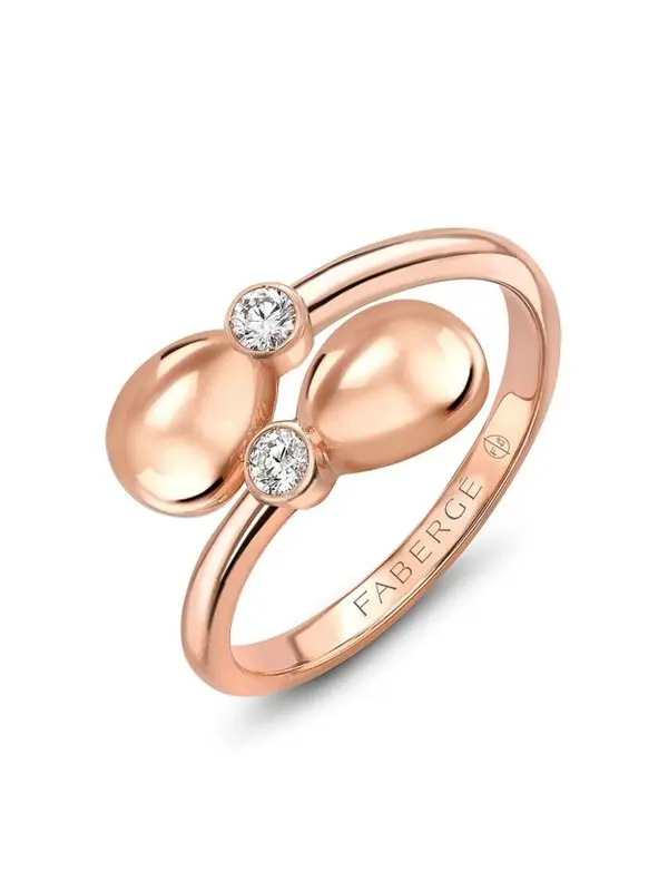 Faberge 18kt Rose Essence Crossover Diamond And Ruby Ring