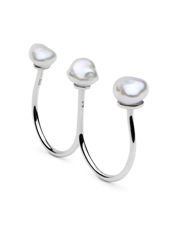 AUTORE MODA 9kt Gold Keshi Pearl Ring - White