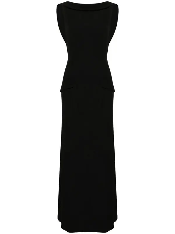 Alberta Ferretti Ruffled Flared Maxi Dress - Black