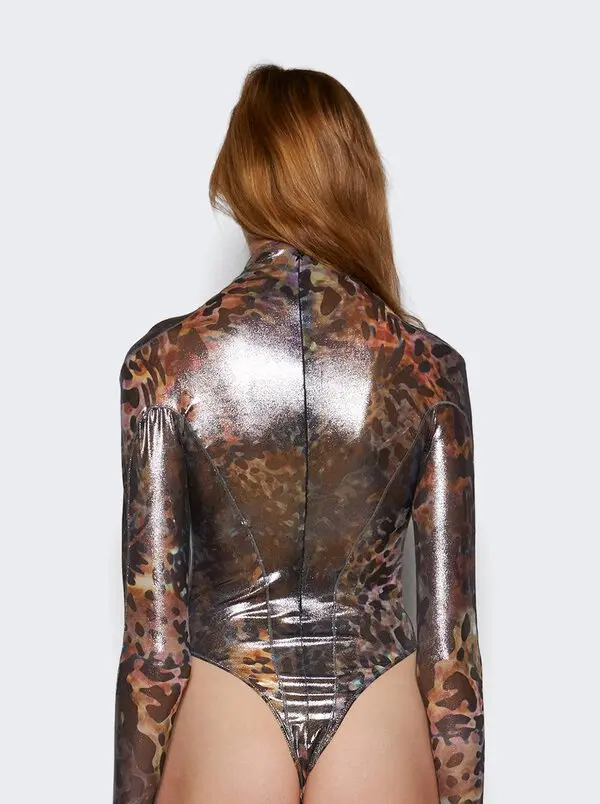 MUGLER Printed Mesh Bodysuit