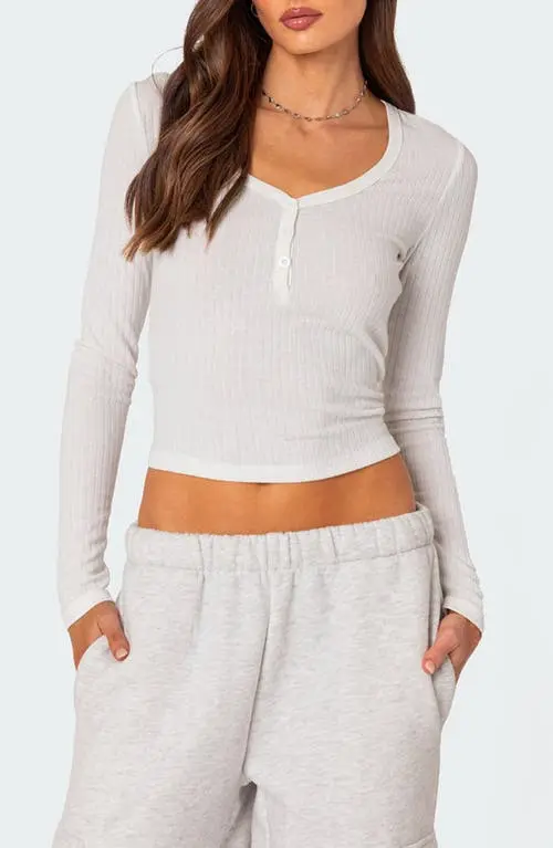 EDIKTED Noah Pointelle Henley - White