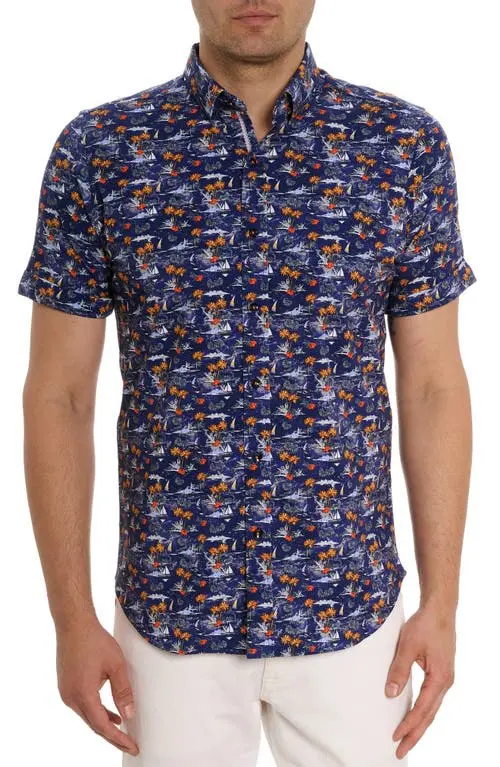 Robert Graham Lyndon Short Sleeve Knit Button-up Shirt