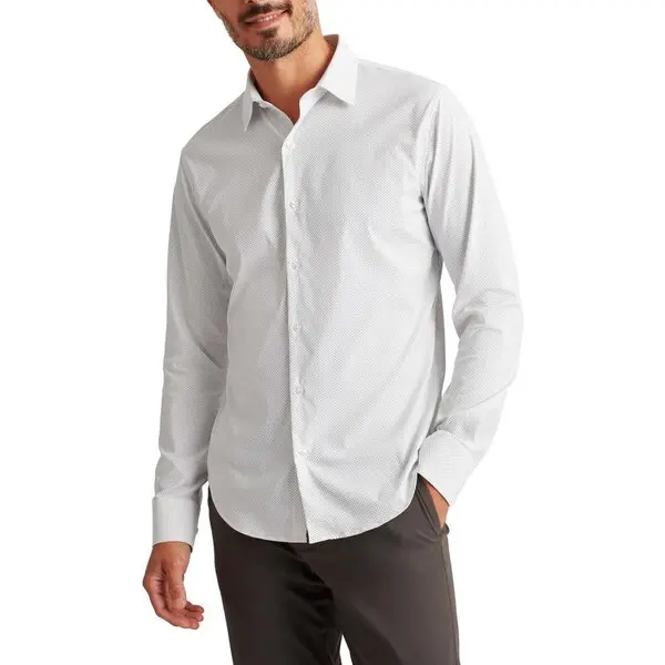 Bonobos Tech Dot Print Performance Button-up Shirt - Fine Dot - Blue Hawaii