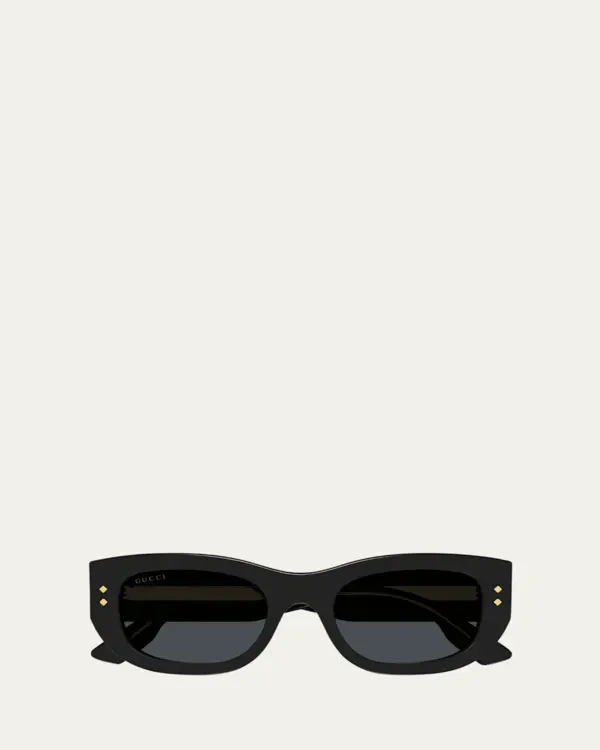 Gucci Embellished Rectangle Sunglasses - Black