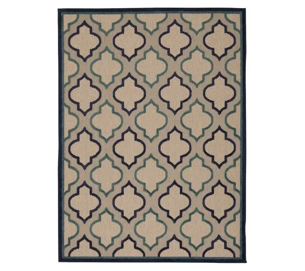 HOMEROOTS 3'6' X 5'6' Navy Trellis Indoor Outdo R Area Rug