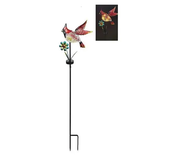 SANTA'S WORKSHOP 29.9' Solar Glass Cardinal Sta Ke