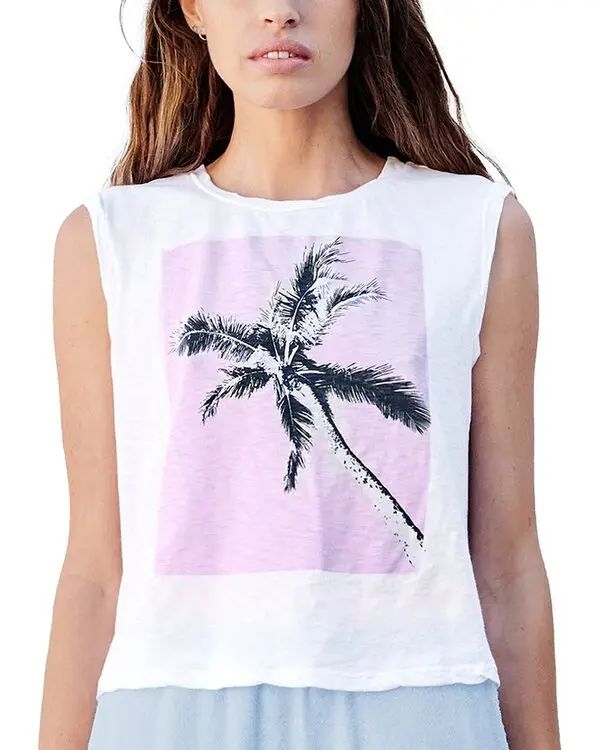 Buy Sundry Palm Tree Muscle Tank - White At 61% Off | Editorialist