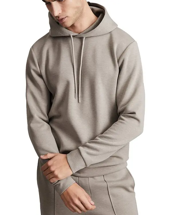 REISS Fabien Interlock Regular Fit Hoodie - Taupe