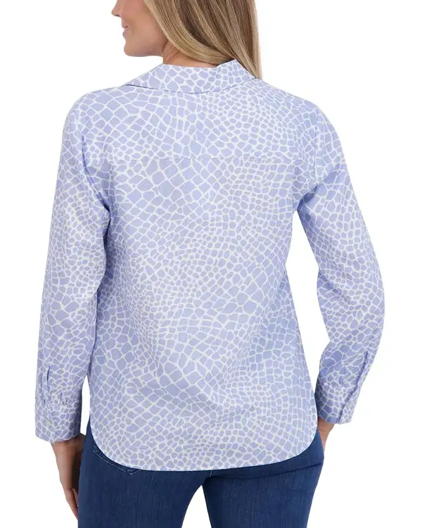 Foxcroft Meghan Giraffe Print Shirt - Blue/white