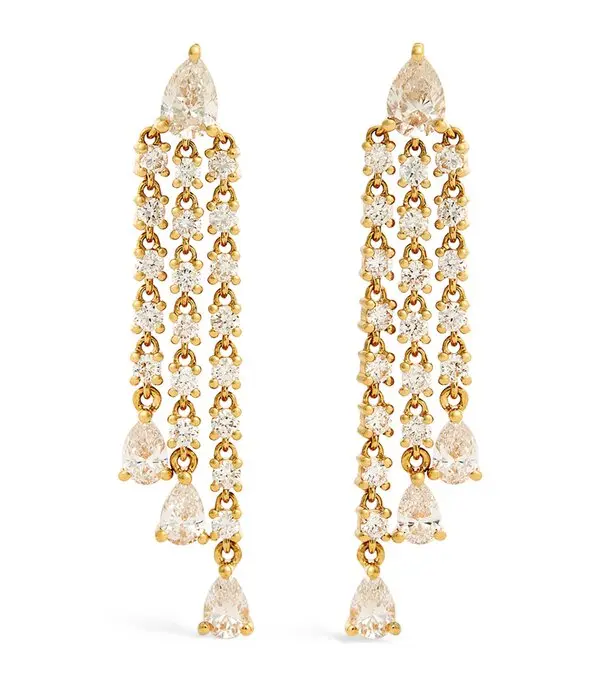 ANITA KO Diamond Pear Fringe Drop Earrings