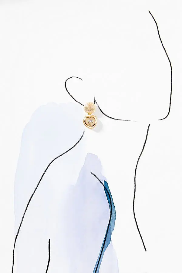 Anthropologie Heart Drop Earrings - Gold