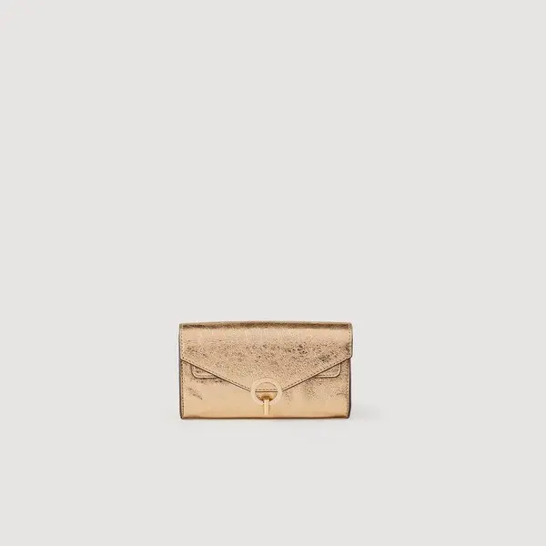 Sandro Leather Yza Pocket Bag - Gold