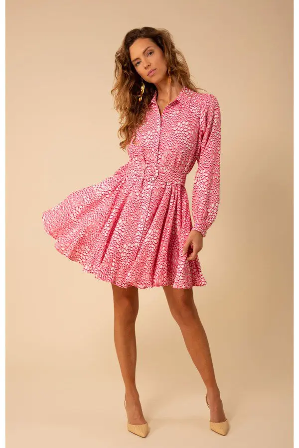 Hale Bob Alaina Belted Linen Mini Dress - Pink