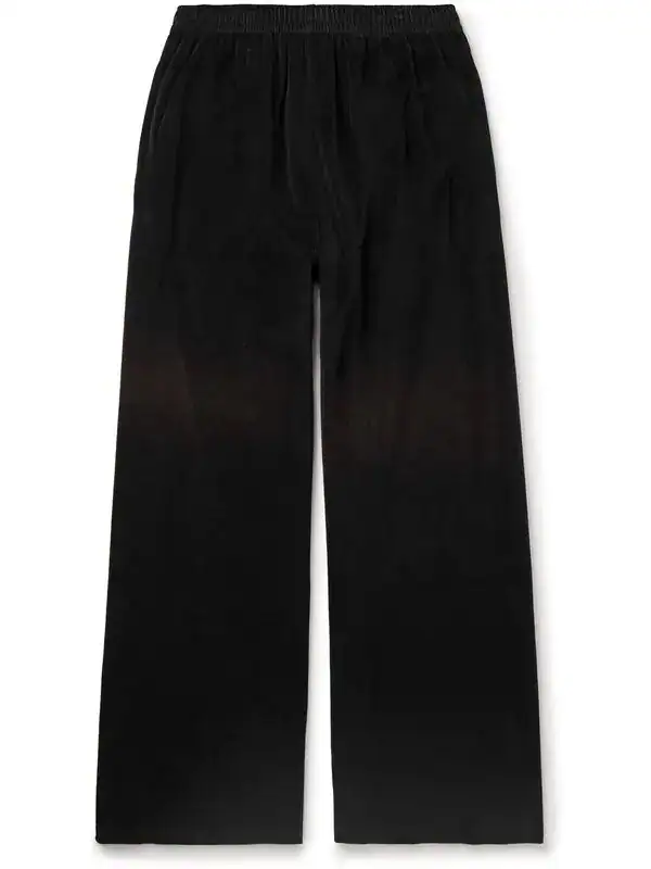 Acne Studios Fega Wide-Leg Logo-Embossed Cotton-Blend Velour Track