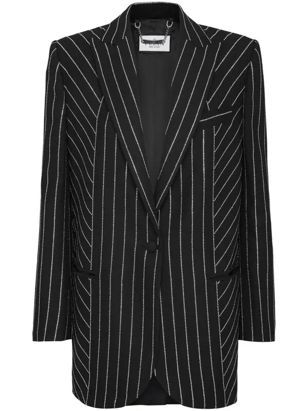 Philipp Plein Cady Pinstripe-crystal Single-breasted Blazer