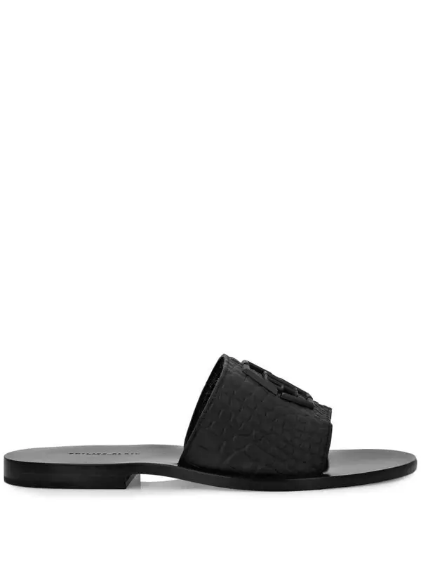 Philipp Plein Crocodile-embossed Leather Sandals - Black