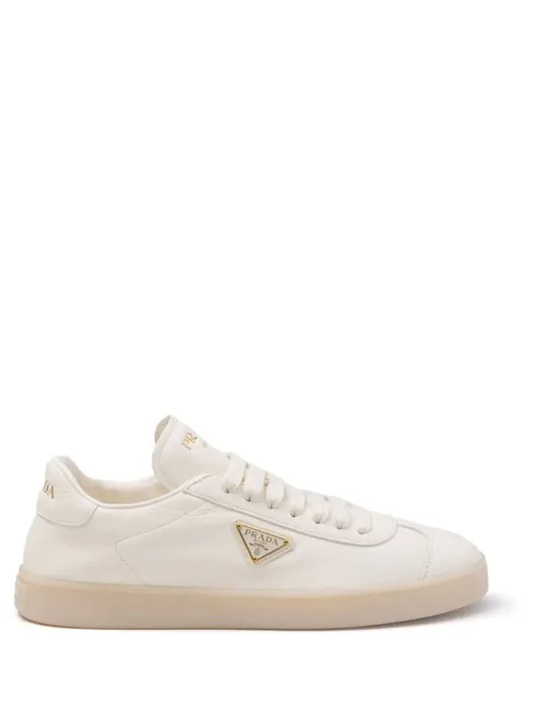 Prada Triangle-logo Leather Sneakers - Neutrals