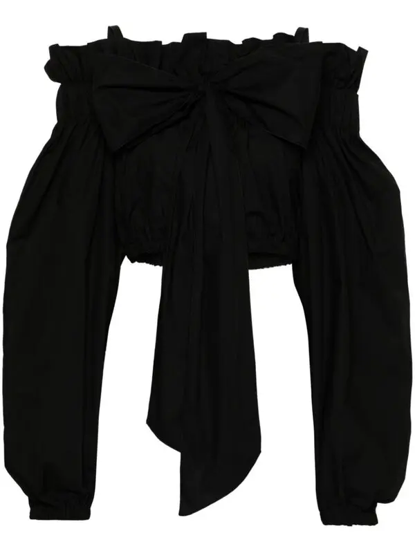 Patou Bow-detail Crop Top - Black