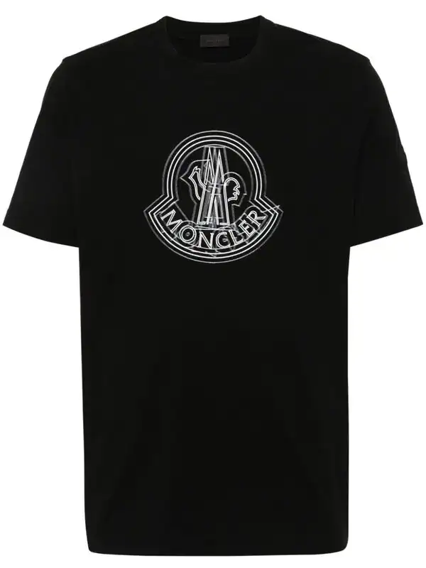 Moncler Logo-Print Cotton T-Shirt - Black | Editorialist