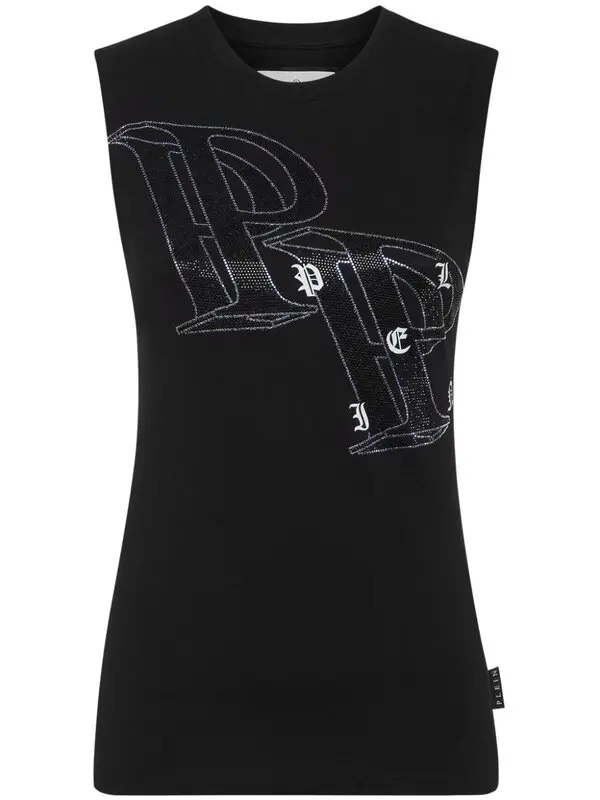 Philipp Plein Crystal-embellished Logo Tank Top - Black