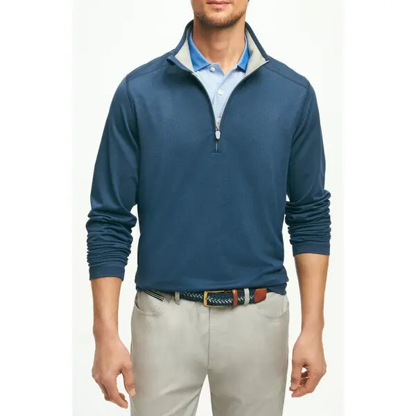 Brooks Brothers Half Zip Golf Pullover - Navy Heather