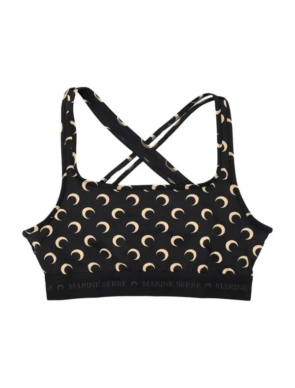 Buy MARINE SERRE Sport Bra Moon Allover - Black At 33% Off | Editorialist