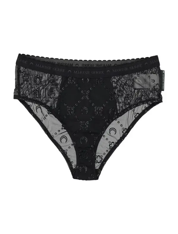 MARINE SERRE High Elastic Brief Mesh Flock Glitter