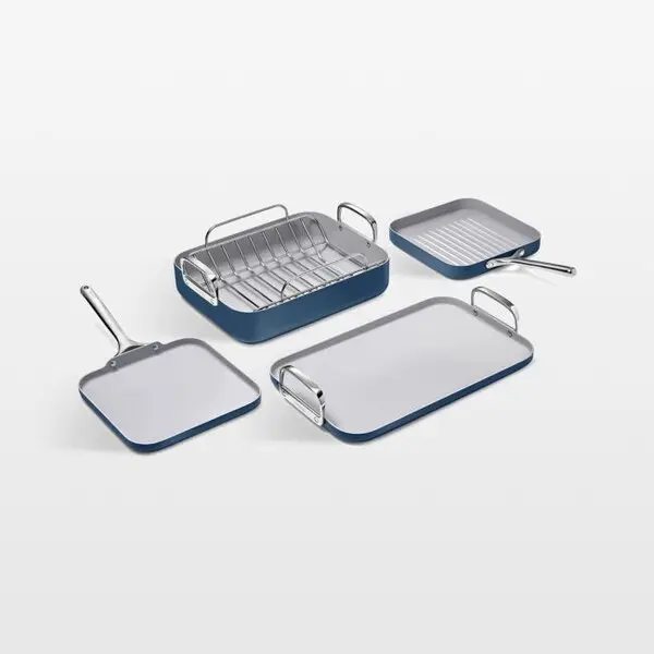 Crate & Barrel Caraway ® Navy Ceramic Non-stick 5-piece Cookware Set ...