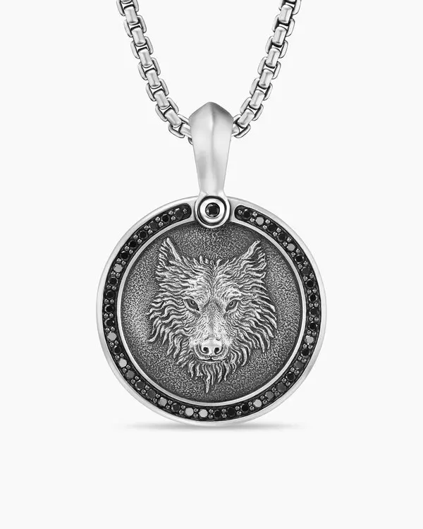 David Yurman Petrvs Wolf Amulet - Black Diamond
